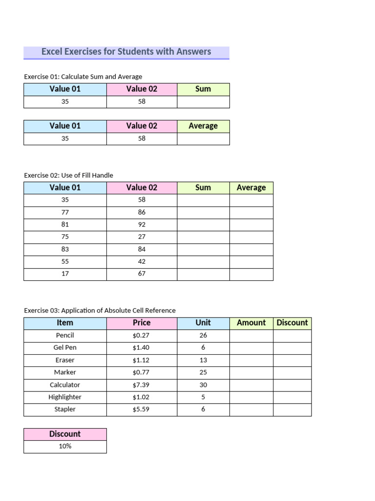 Exercises For Students With Solutions | PDF | Standard Deviation ...