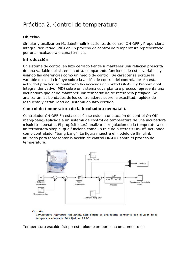 Práctica 2 Control de Temperatura | PDF | Ingeniería de control | Matemáticas Aplicadas