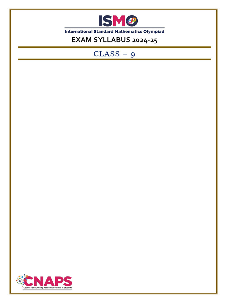 Ismo Syllabus Class-9 2024-25 | PDF | Teaching Methods & Materials
