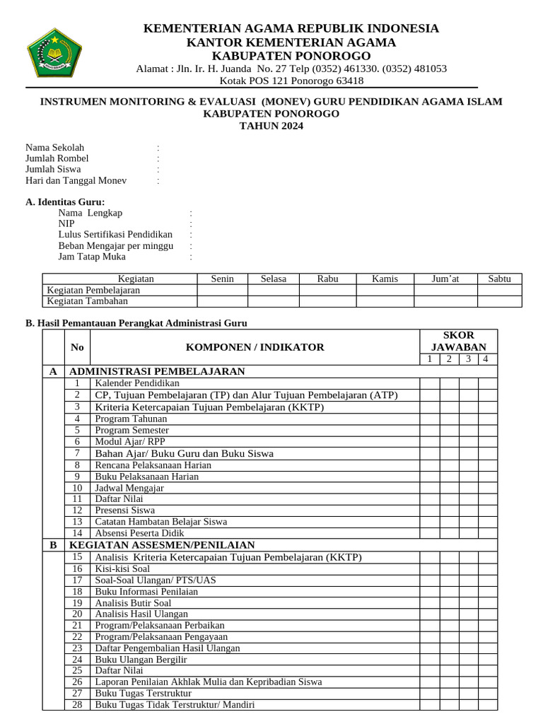 Instrumen Monev Gpai 2024 | PDF