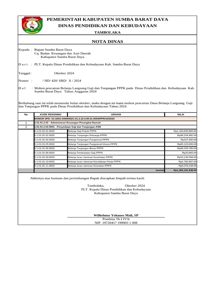 Nota Dinas PPPK | PDF