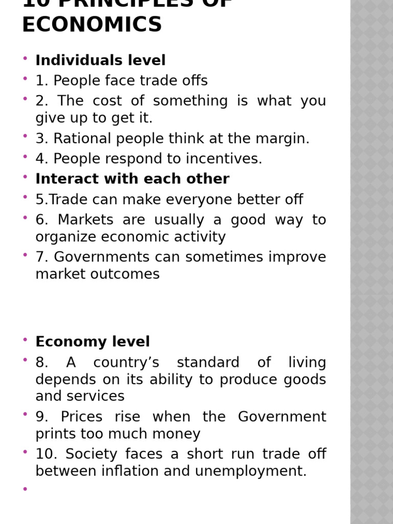 "10 Key Principles of Economics" | PDF | Cost Of Living | Inflation