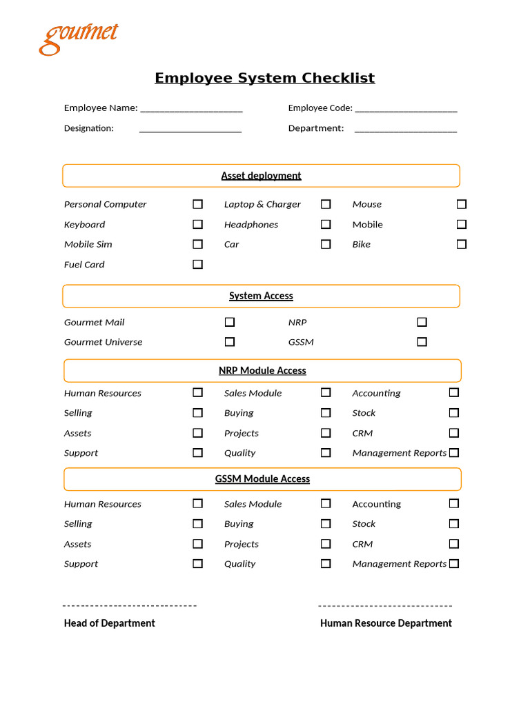 Employee System Checklist | PDF | Computers