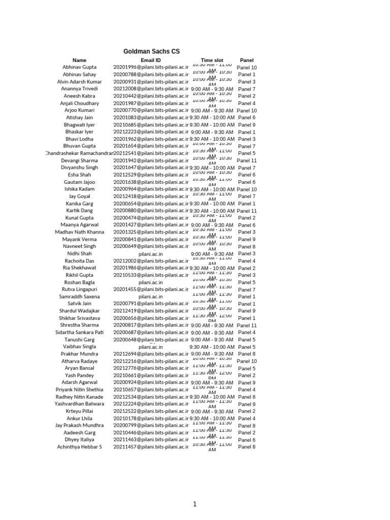 Goldman Sachs Schedule | PDF Goldman Sachs Schedule | PDF