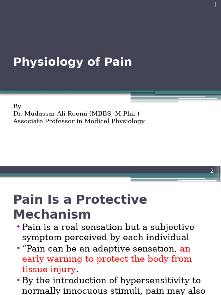 Physiology of Pain-2020-Dr. Roomi | PDF | Pain | Stimulus (Physiology)