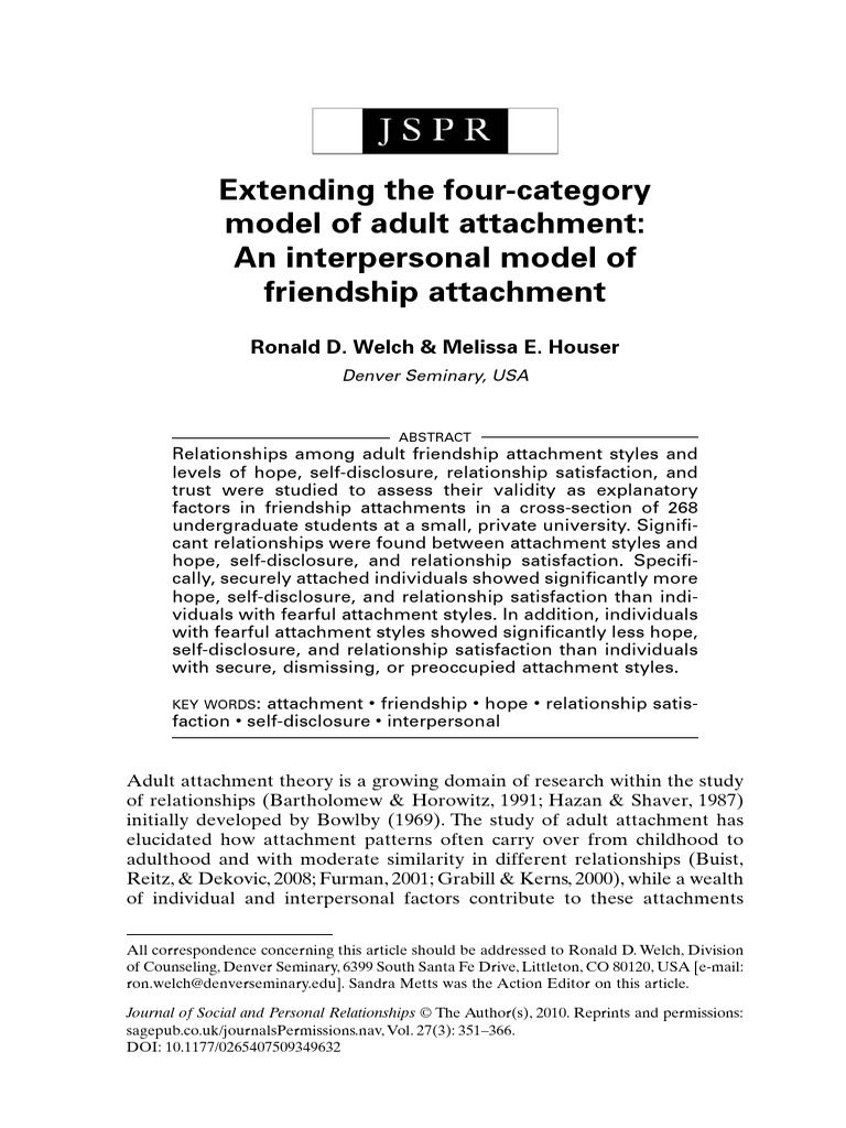 Friendship Attachment and Relationship Dynamics | PDF | Attachment ...