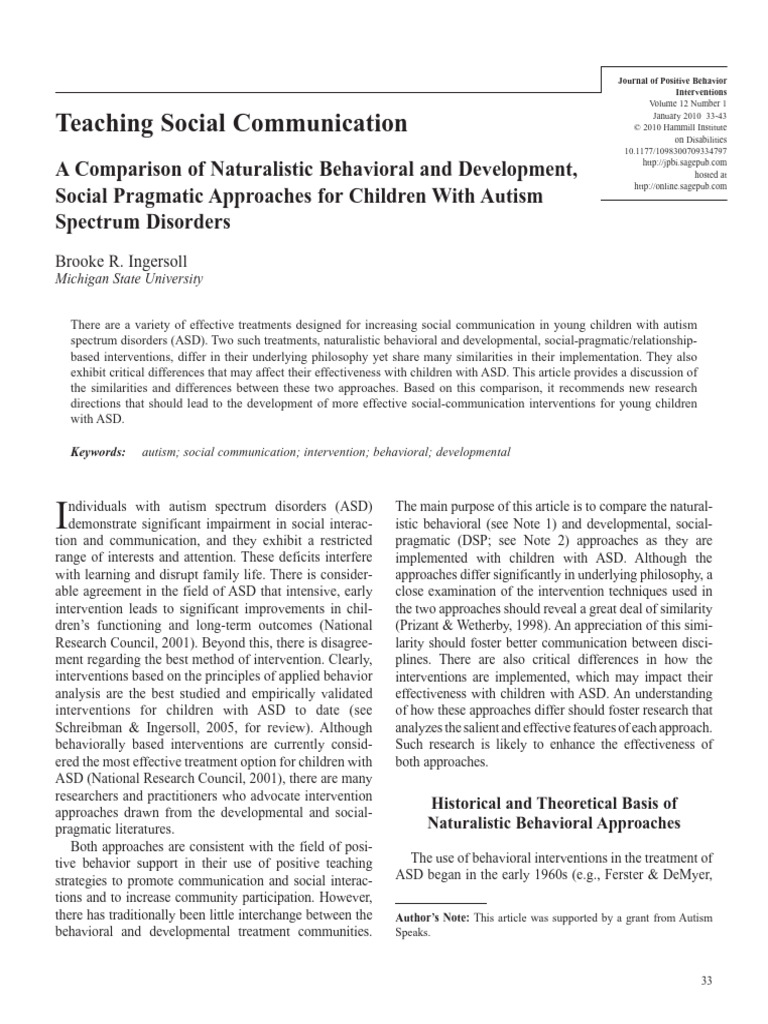 Ingersoll 2009 Teaching Social Communication A Comparison of ...