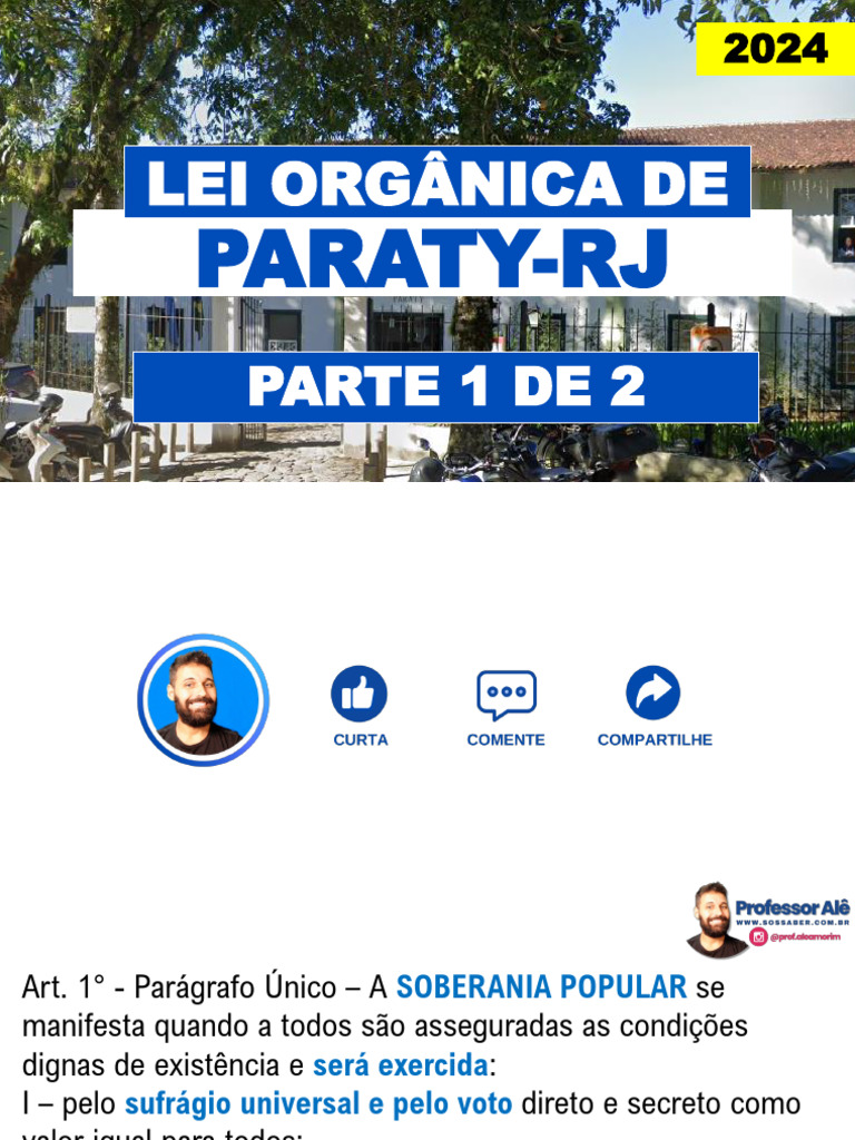 SLIDES Lei Organica de Paraty RJ | PDF | Vereador | Emenda Constitucional