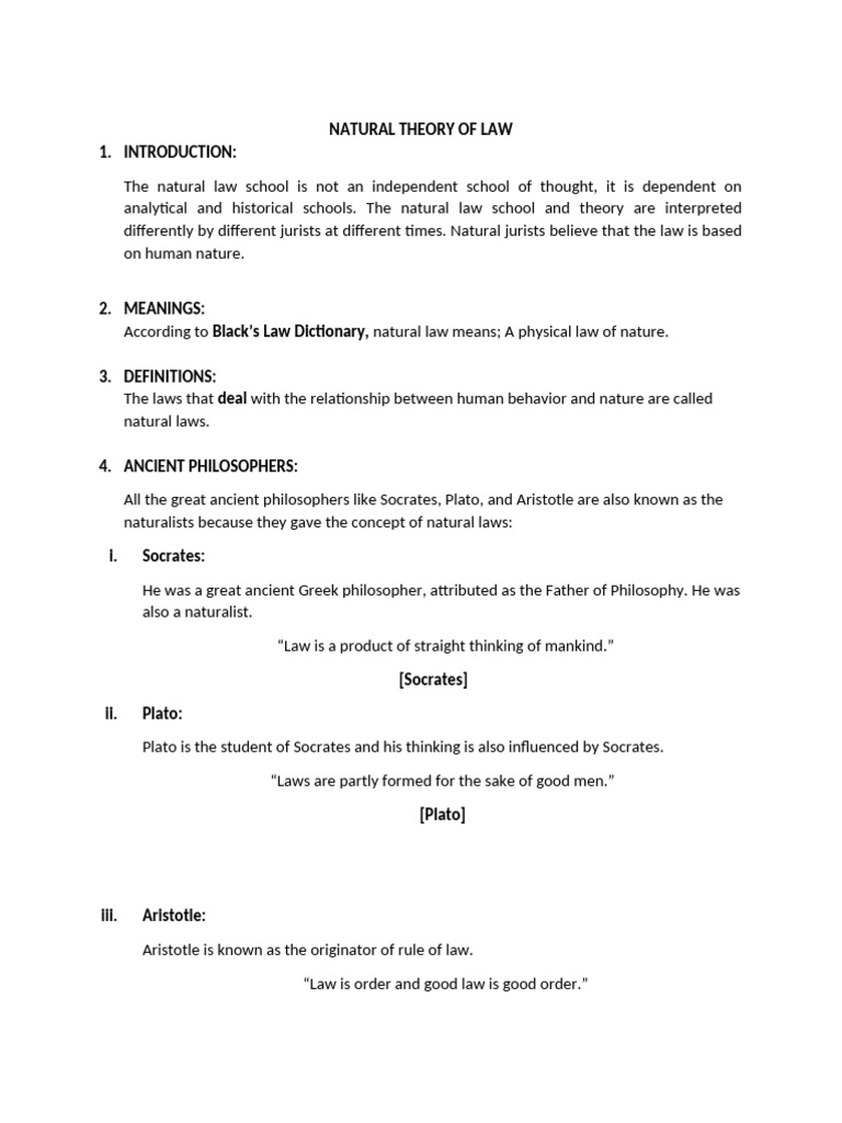 NATURAL THEORY OF LAW | PDF | Natural Law | Jurisprudence