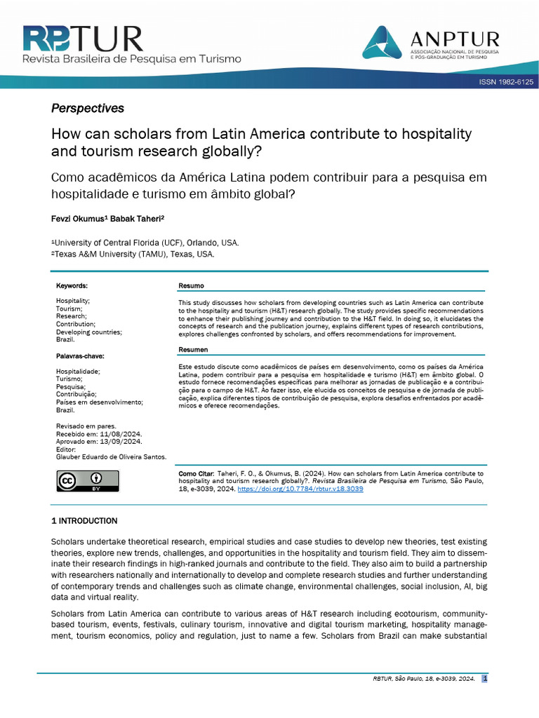 How Can Scholars From Latin America Contribute To Hospitality | PDF ...