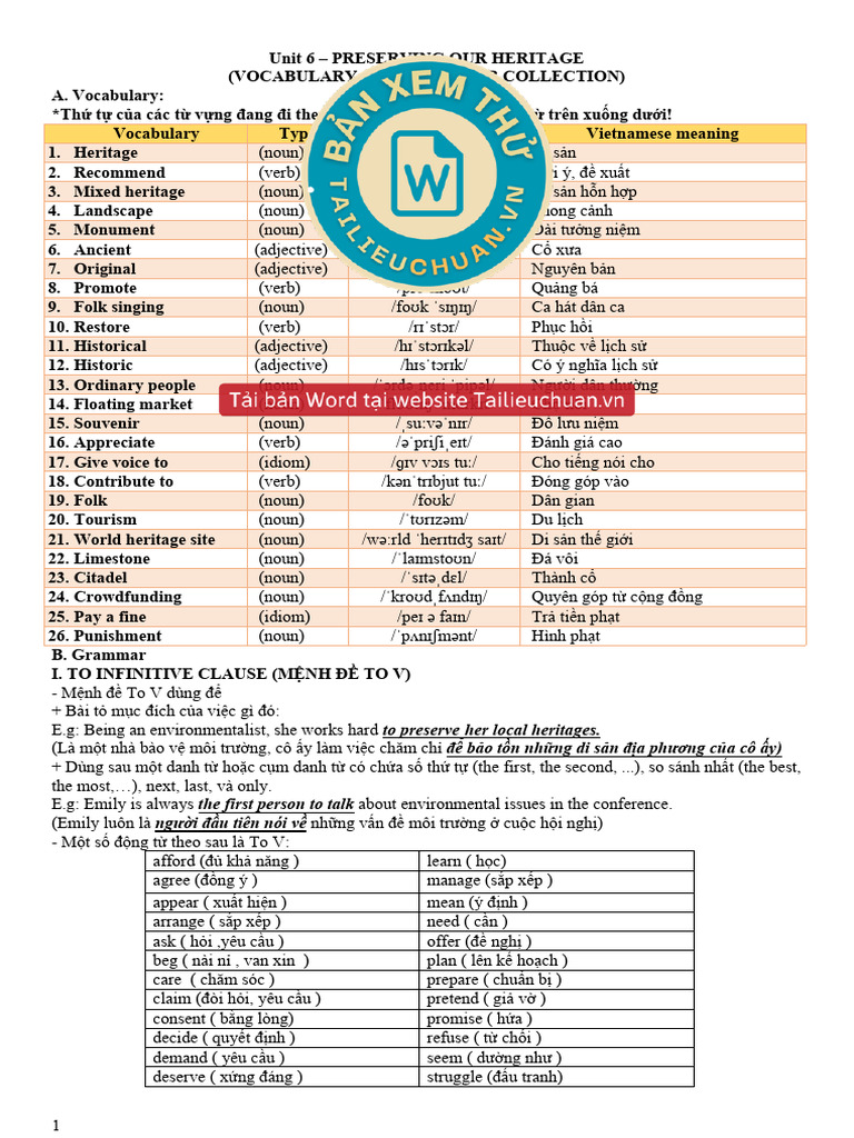 VOCABULARY AND GRAMMAR - U6 - HS - Image.Marked | PDF