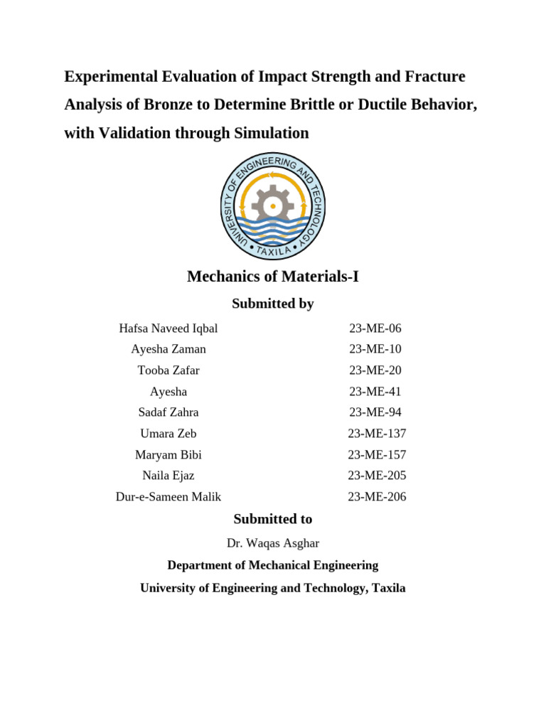 MMT Report 1 | PDF | Ductility | Fracture