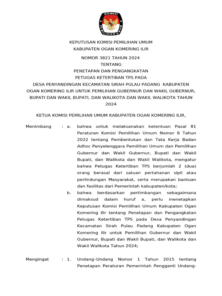 4 SK Pengangkatan Petugas Ketertiban TPS | PDF | Pengelolaan Keuangan ...