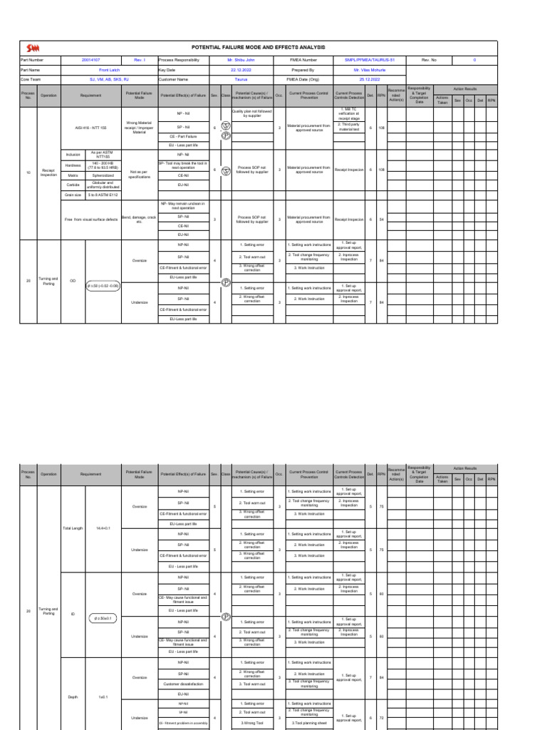 Pfmea | PDF | Applied And Interdisciplinary Physics