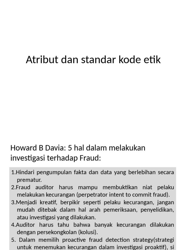 Chapter-4 Atribut, Kode Etik Dan Standar Audit Investigas | PDF