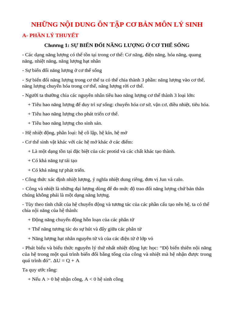 On Tap Ly Sinh K16 | PDF