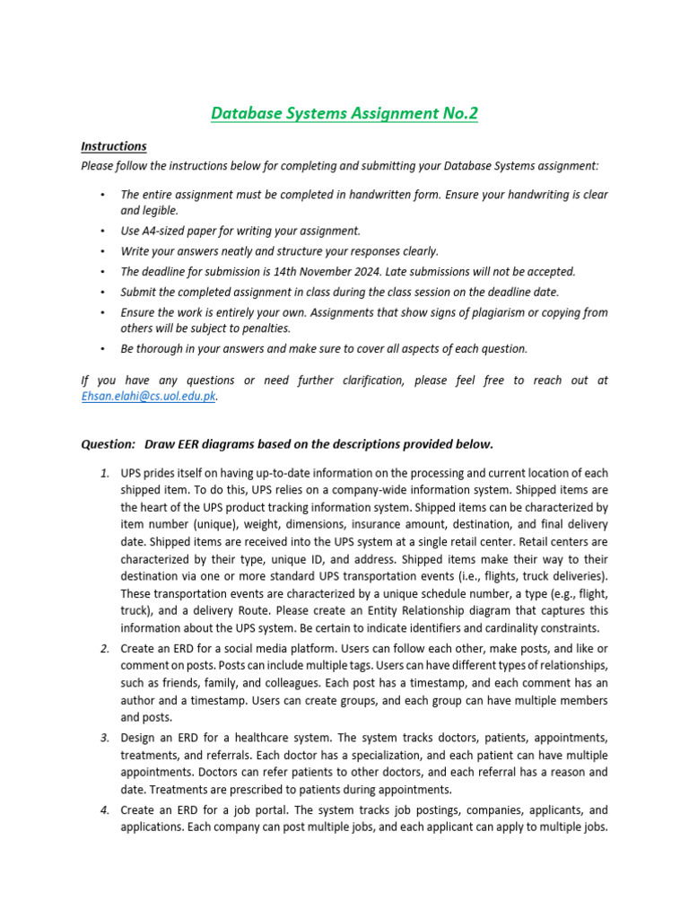 Database Systems Assignment No 2 | PDF | Patient | Loans