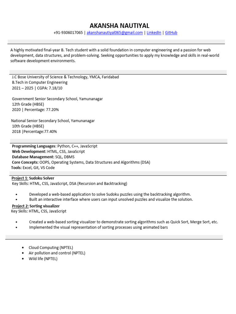 Akansha Resume 01 | PDF