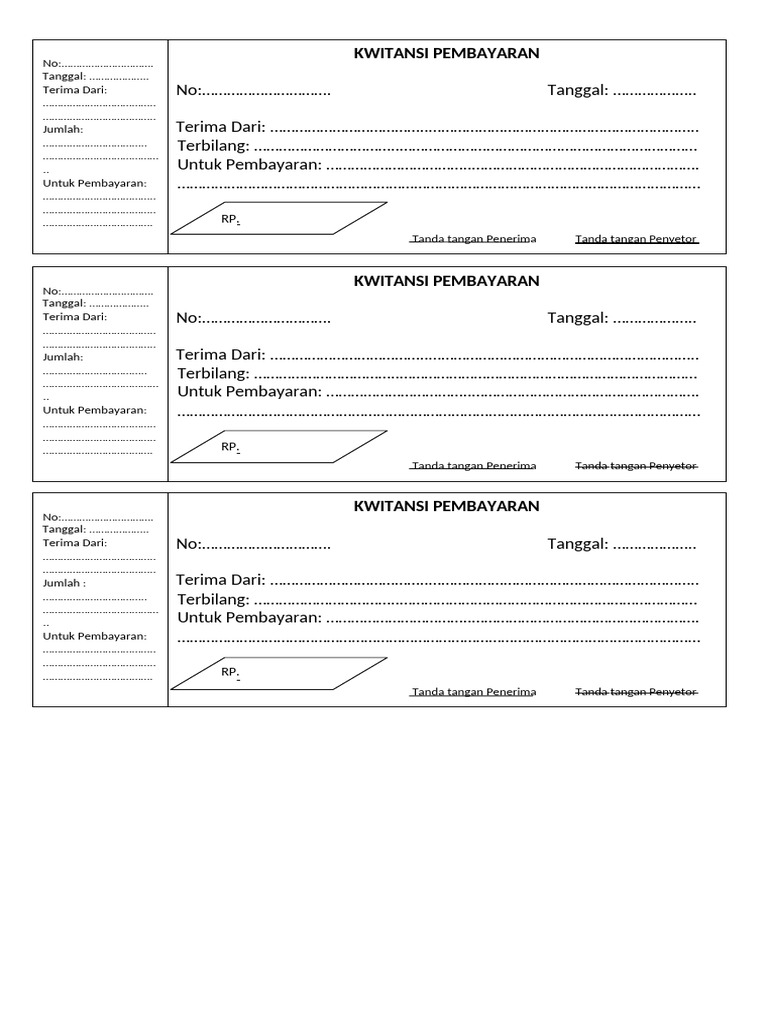Template Kwitansi Pembayaran | PDF