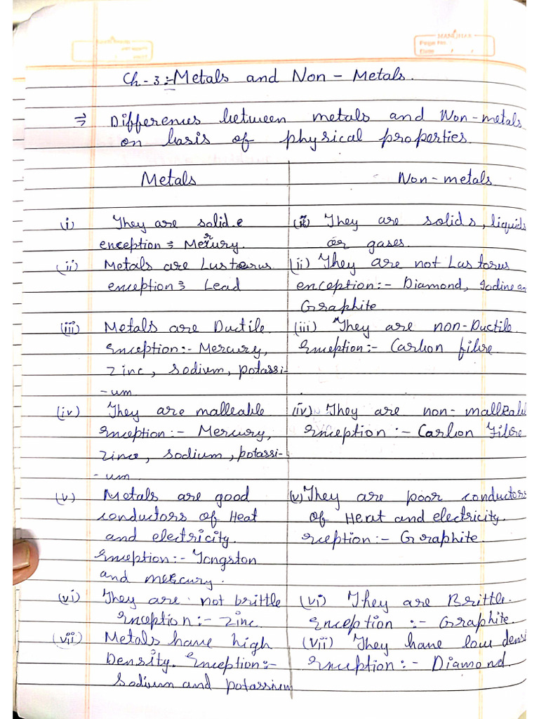 Metals and Non Metals Notes | PDF