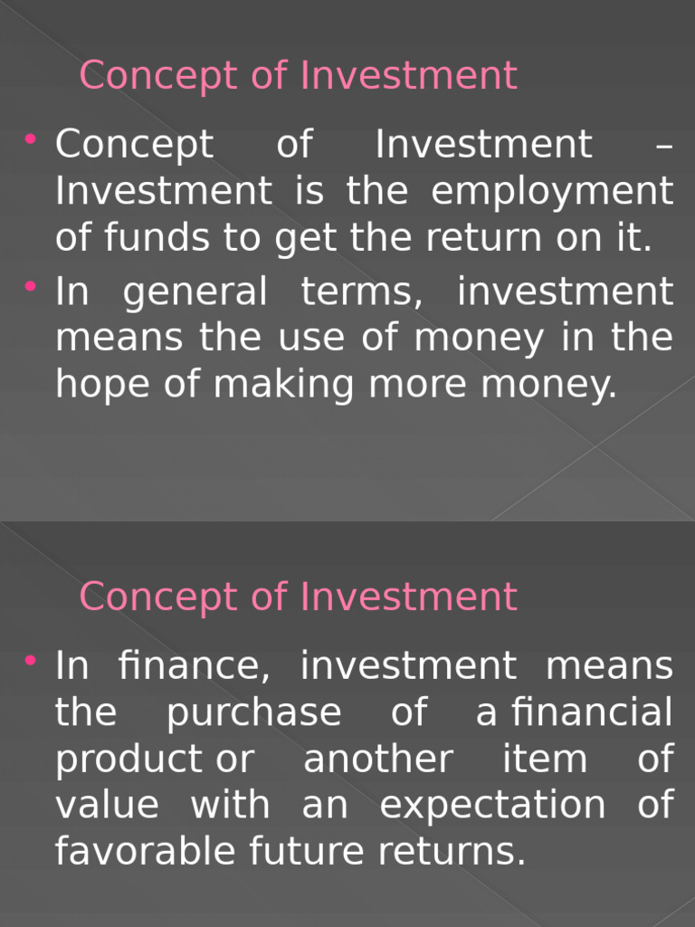 Understanding Investment Concepts | PDF | Investing | Speculation