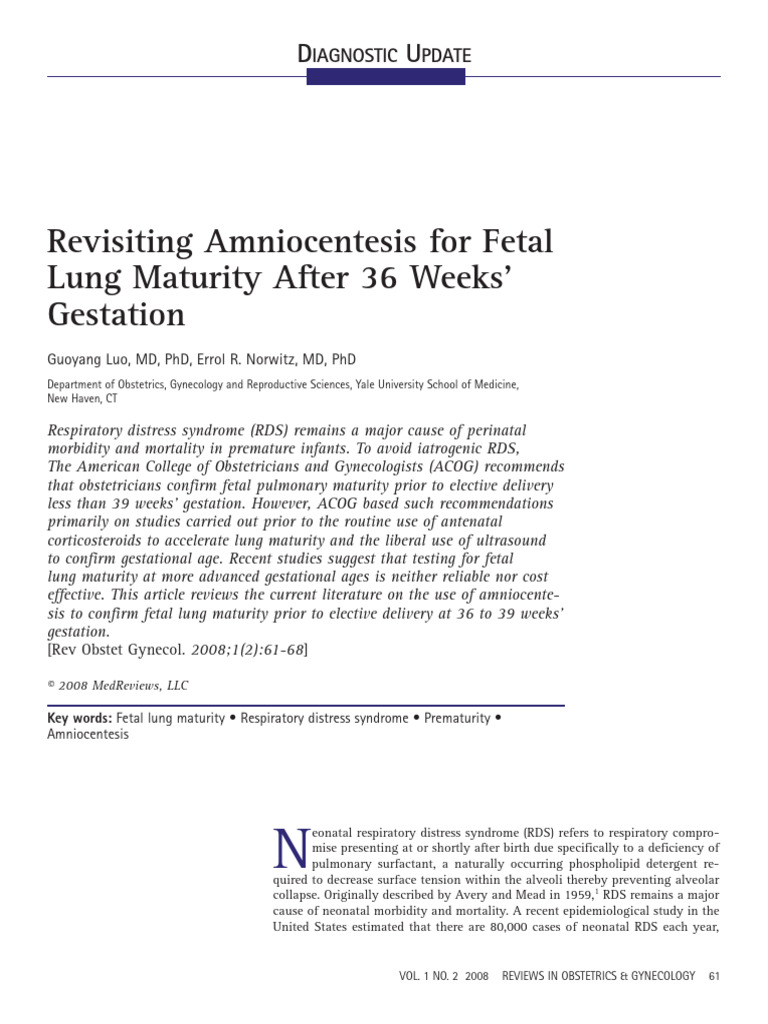 Revisiting Amniocentesis For Fetal Lung Maturity After 36 Weeks ...