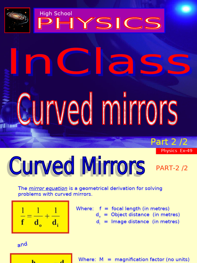 Physics Ex 49 Curved Mirrors 2 | PDF | Electromagnetic Radiation | Optics