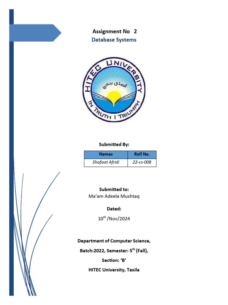DBS Assignment-2 | PDF | Computers