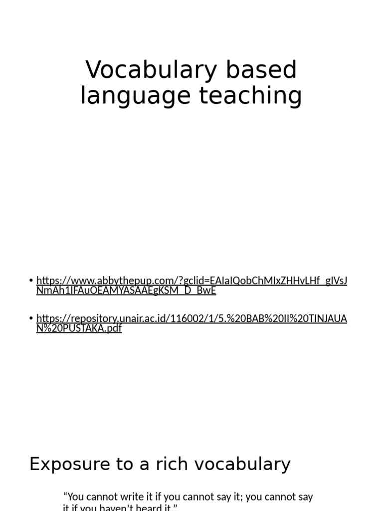 Vocabulary Based Language Teaching | PDF | Vocabulary | Reading ...