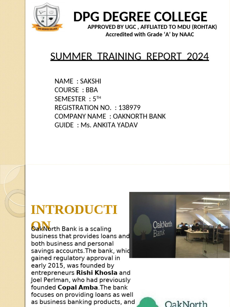 Summer Internship | PDF | Banks | Internship