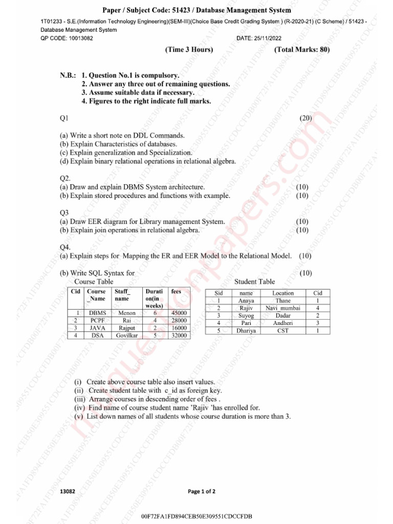 Dbms December 2022 | PDF
