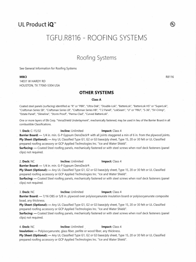 MBCI UL 790 Info | PDF
