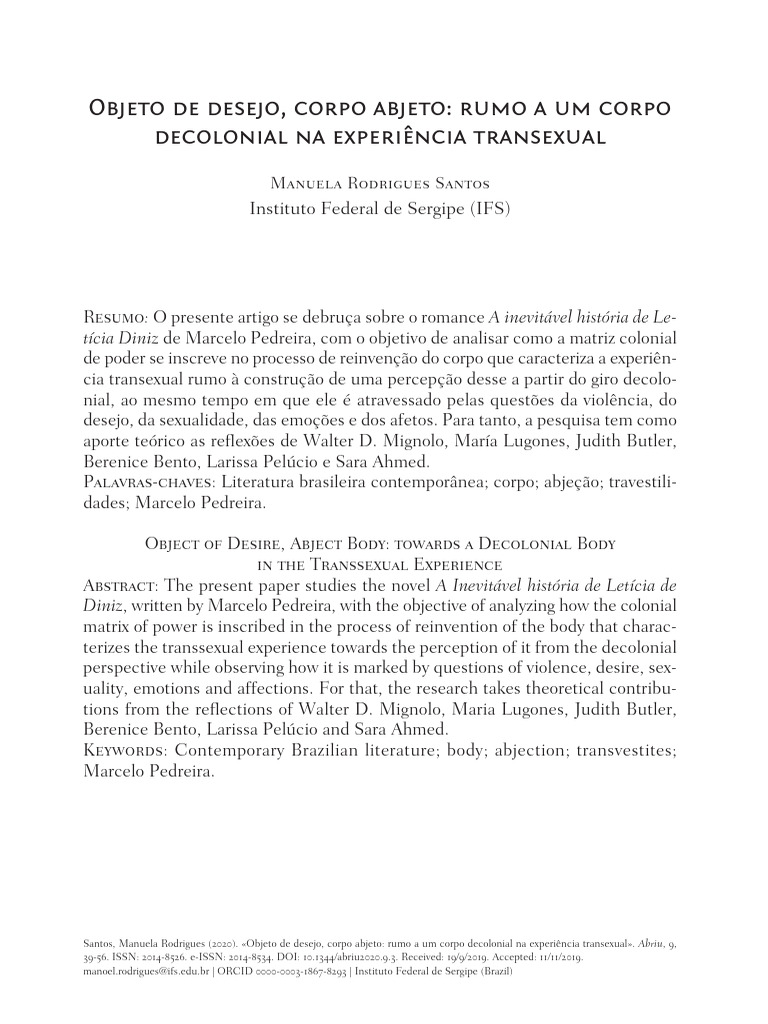 Corpo Decolonial na Experiência Transexual | PDF | Gênero | Estudos de ...