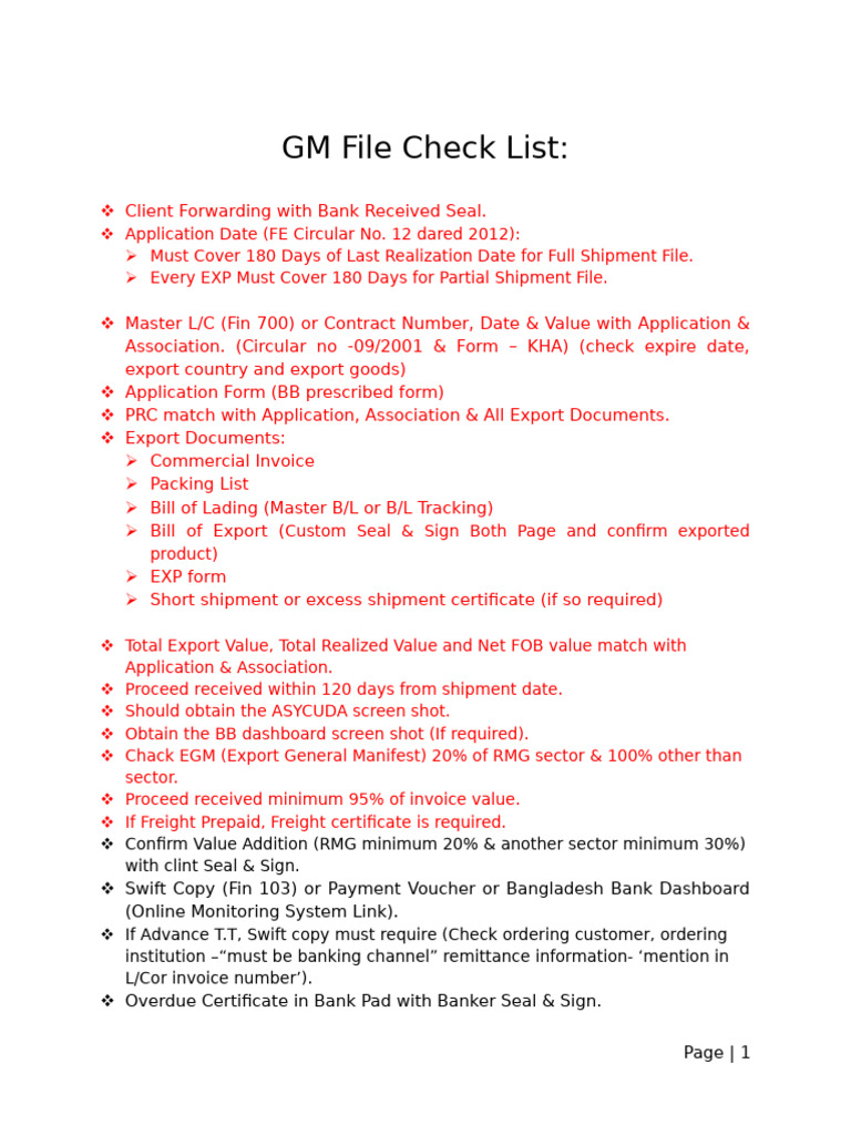 Deemed File Check List | PDF