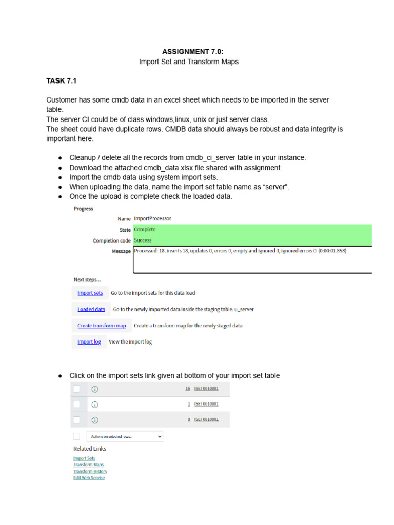7 ASSIGNMENT - Import Set and Transform Maps | PDF
