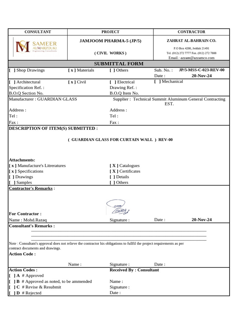 1360-Mat-23 (Guardian Glass For Curtain Wall ) | PDF | Specification ...