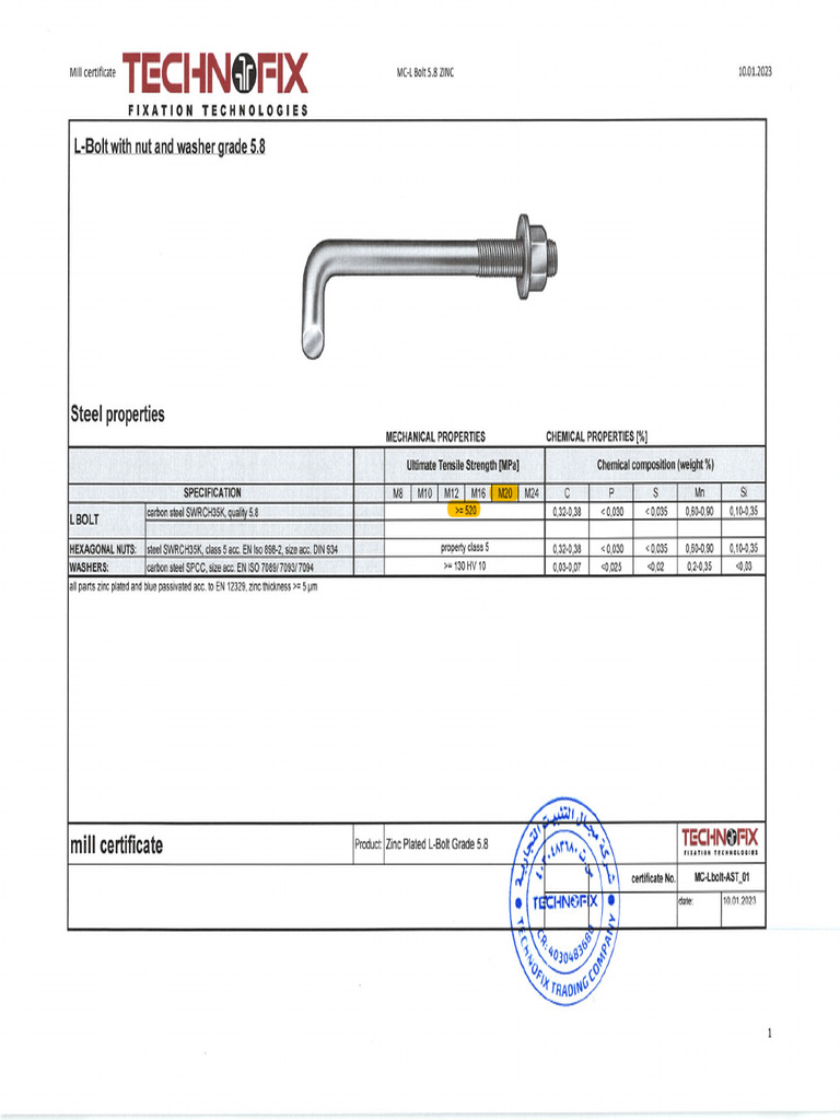 MTC L BOLT Grade 5.8 | PDF