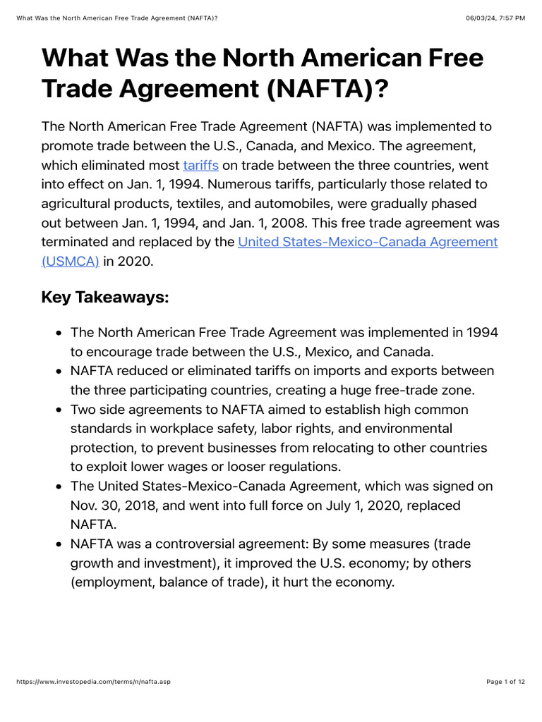 NAFTA 2 | PDF | North American Free Trade Agreement | Free Trade