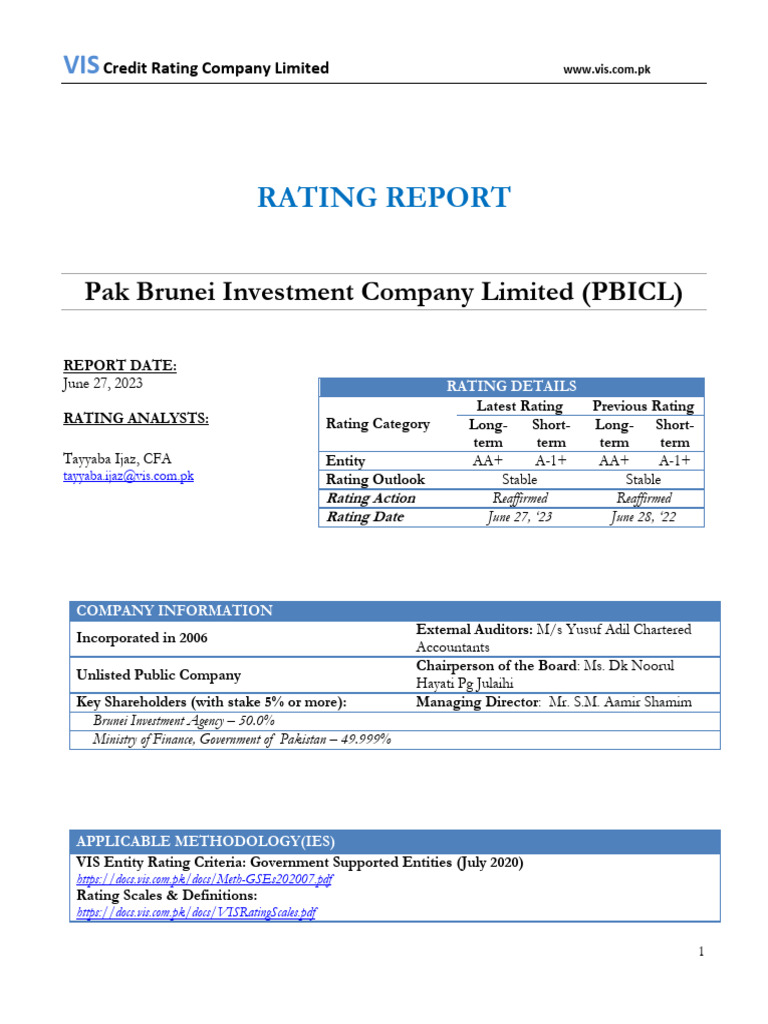 External Rating Report FR PBICL 23 | PDF | Financial Economics | Economies
