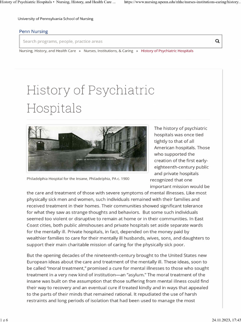 History of Psychiatric Hospitals Patricia D'Antonio | PDF