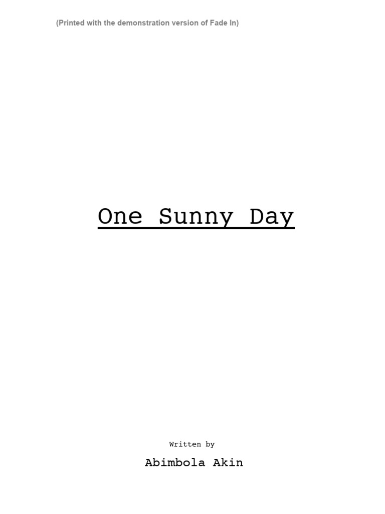 One Sunny Day (Draft 3) | PDF
