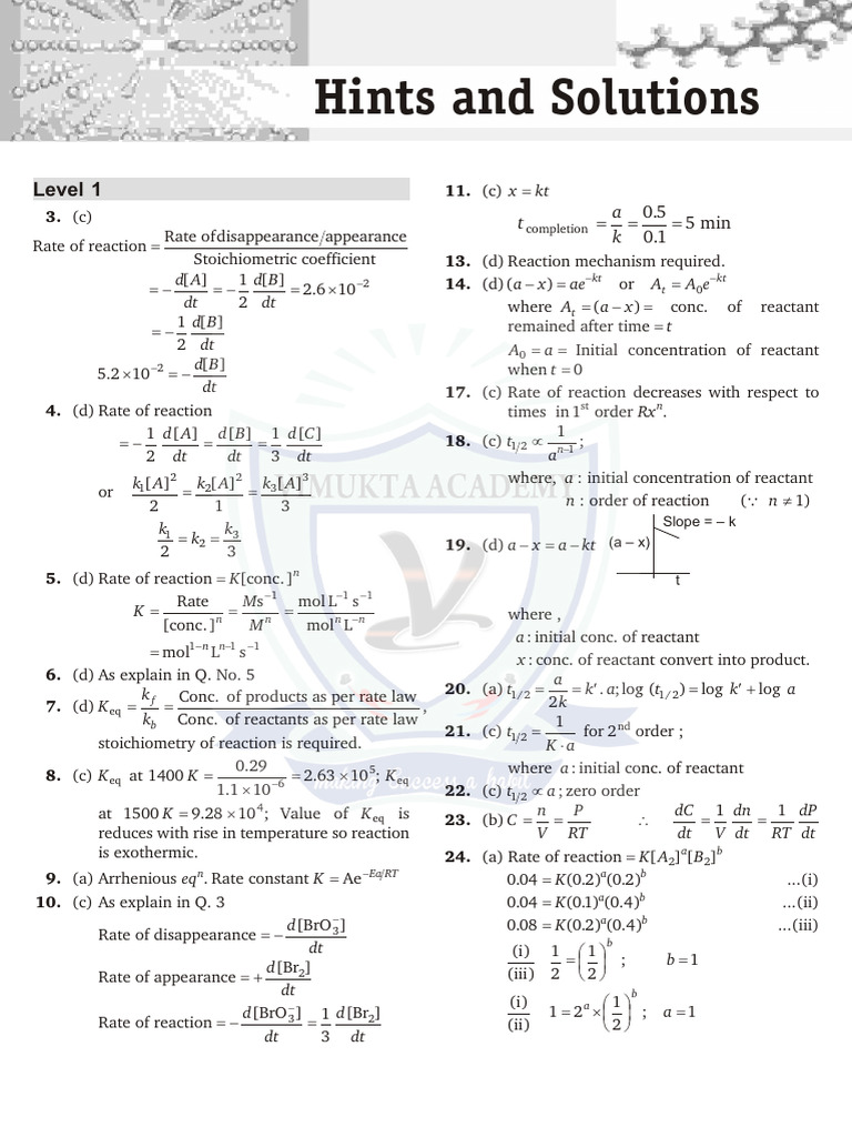 Chemical Kinetics VTS Solutions | PDF | Reaction Rate | Chemical Reactions