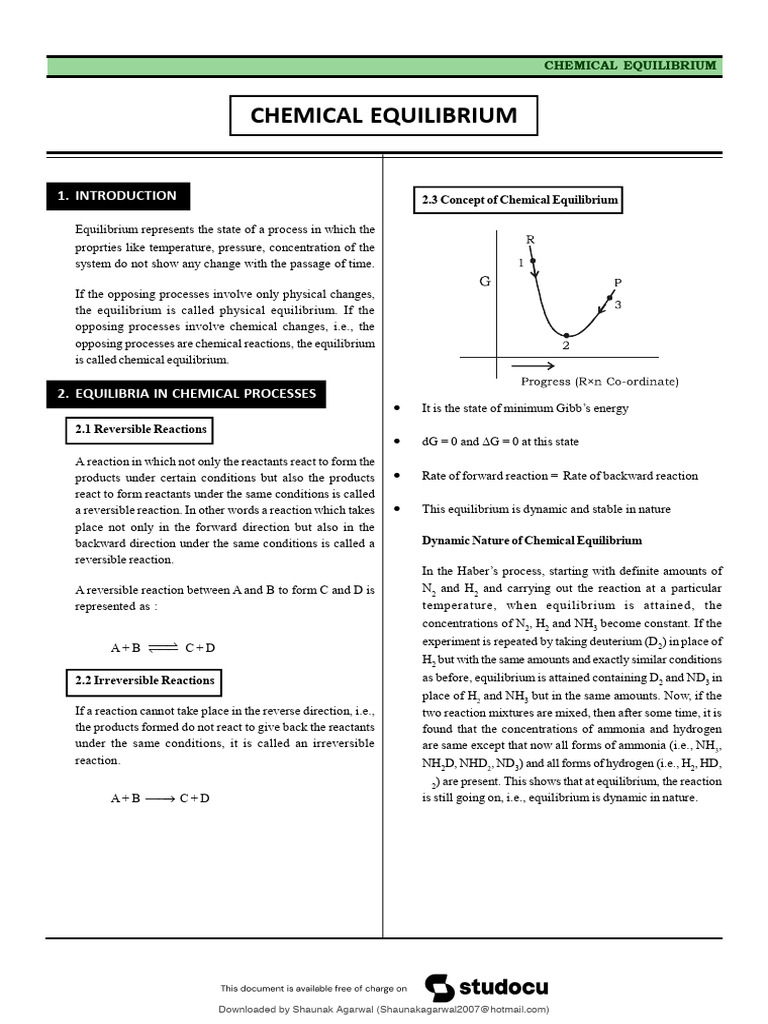 Chemical Equilibrium | PDF