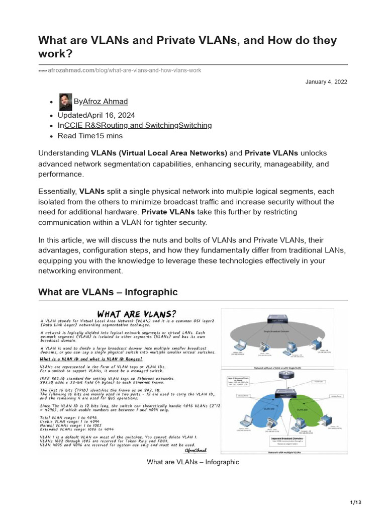 What Are VLANs and Private VLANs and How Do They Work | PDF | Computer ...