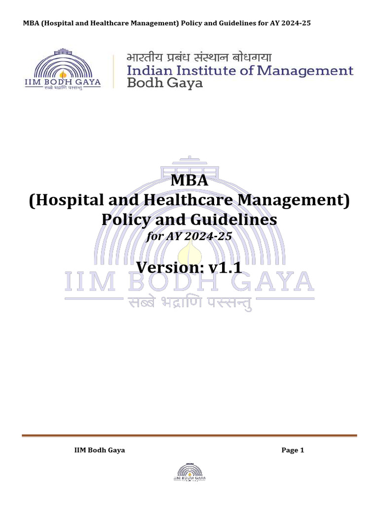 MBA HHM Policy and Guidelines 2023 24 - Final | PDF | Business