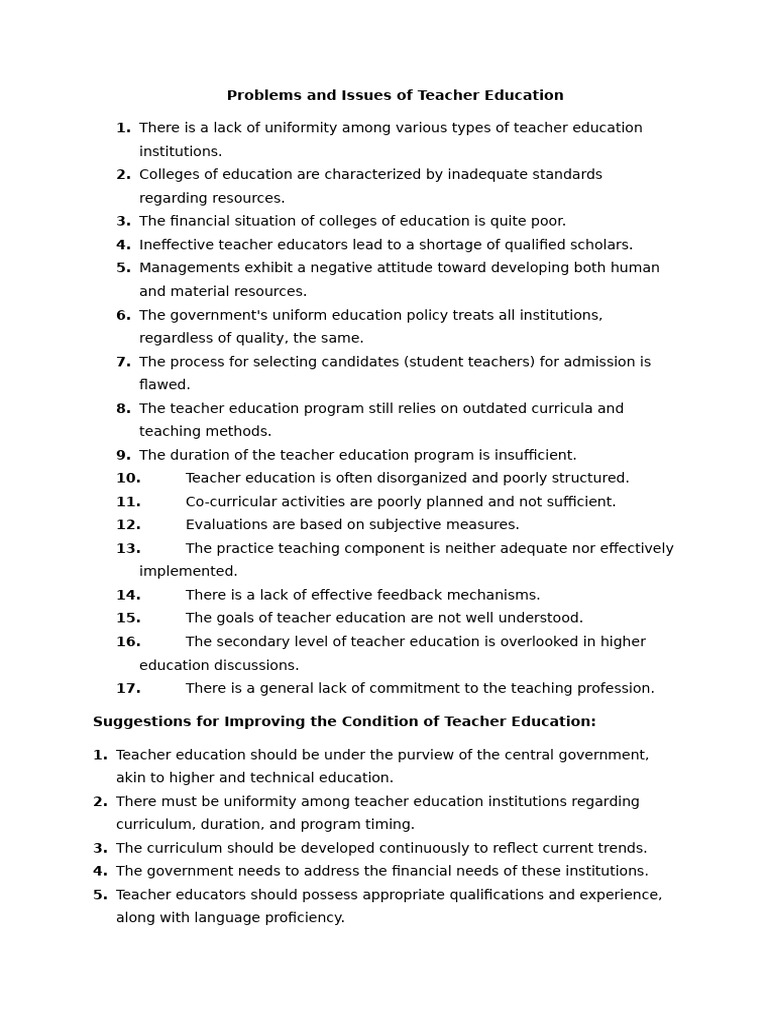 Problems and Issues of Teacher Education | PDF | Teacher Education ... Problems and Issues of Teacher Education | PDF | Teacher Education ...