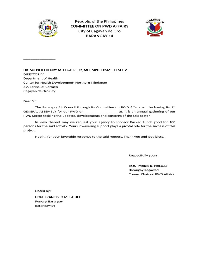 PWD Letter To Doh | PDF