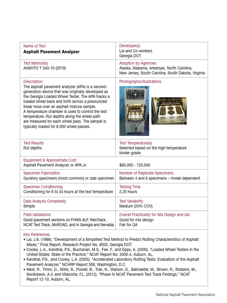 1-Asphalt Pavement Analyzer GA DOT | PDF | Road Surface