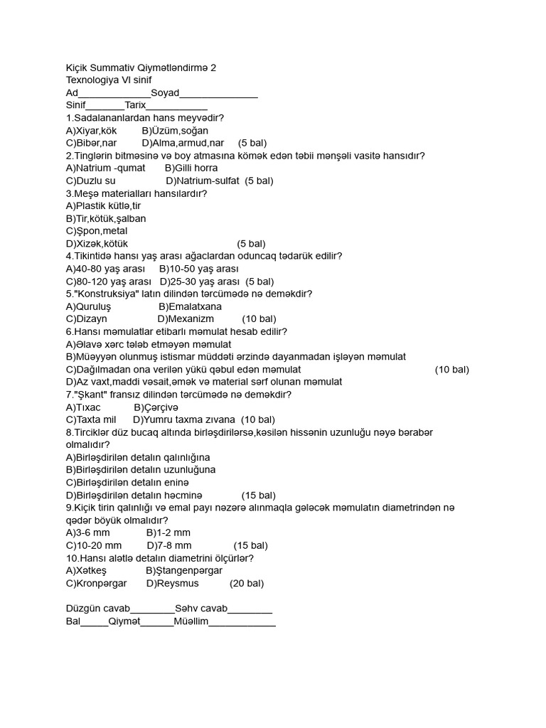 VL Sinif KSQ N 2 | PDF