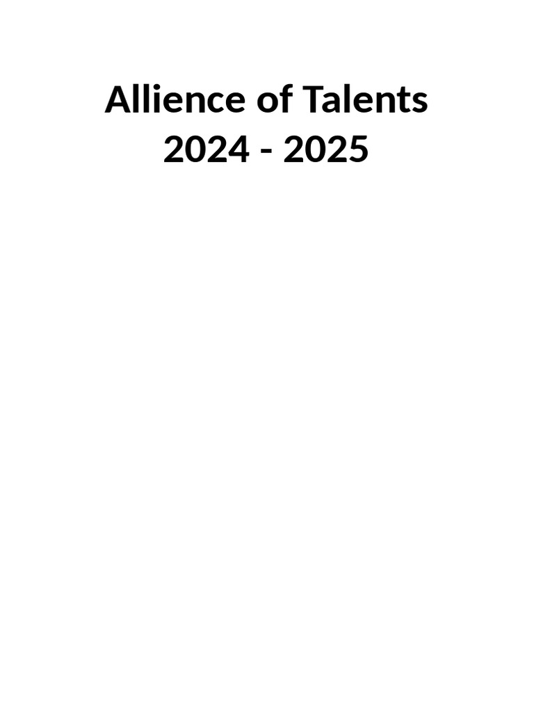 Allience of Talents 2024 - 2025 | PDF